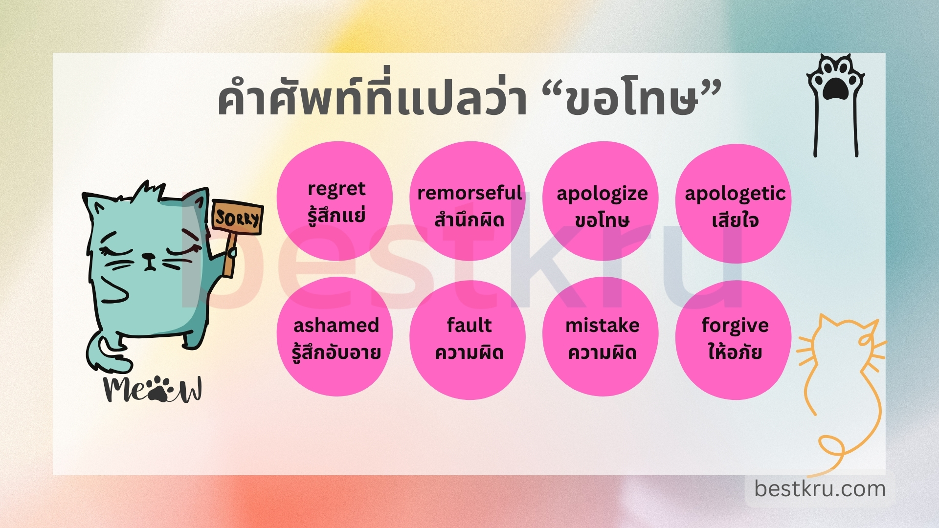 ประโยคขอโทษภาษาอังกฤษ Sorry ฉันขอโทษ ขอโทษแบบสุภาพ แบบสั้น – BestKru